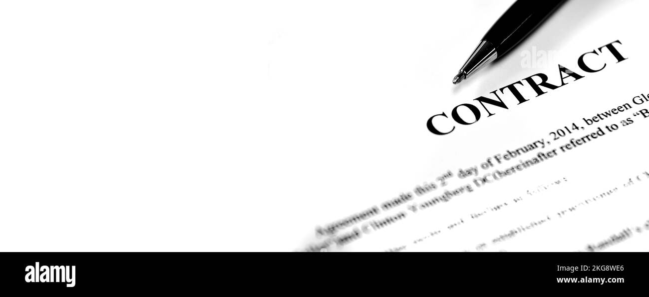 Written contract on pape with black pen for big business deal Stock ...