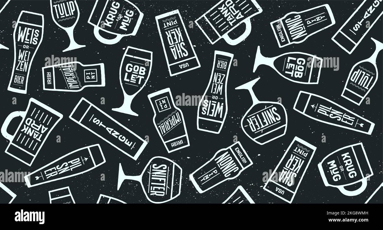 Seamless pattern, beer placemat. Seamless pattern with beer glassware ...