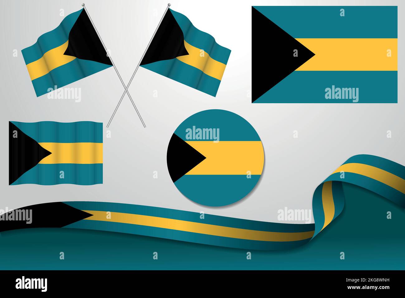A set of Bahamas flags in different designs Stock Vector Image & Art ...