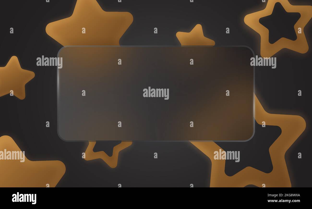 Trendy starry banner in glassmorphism style. Dark background with 3d ...