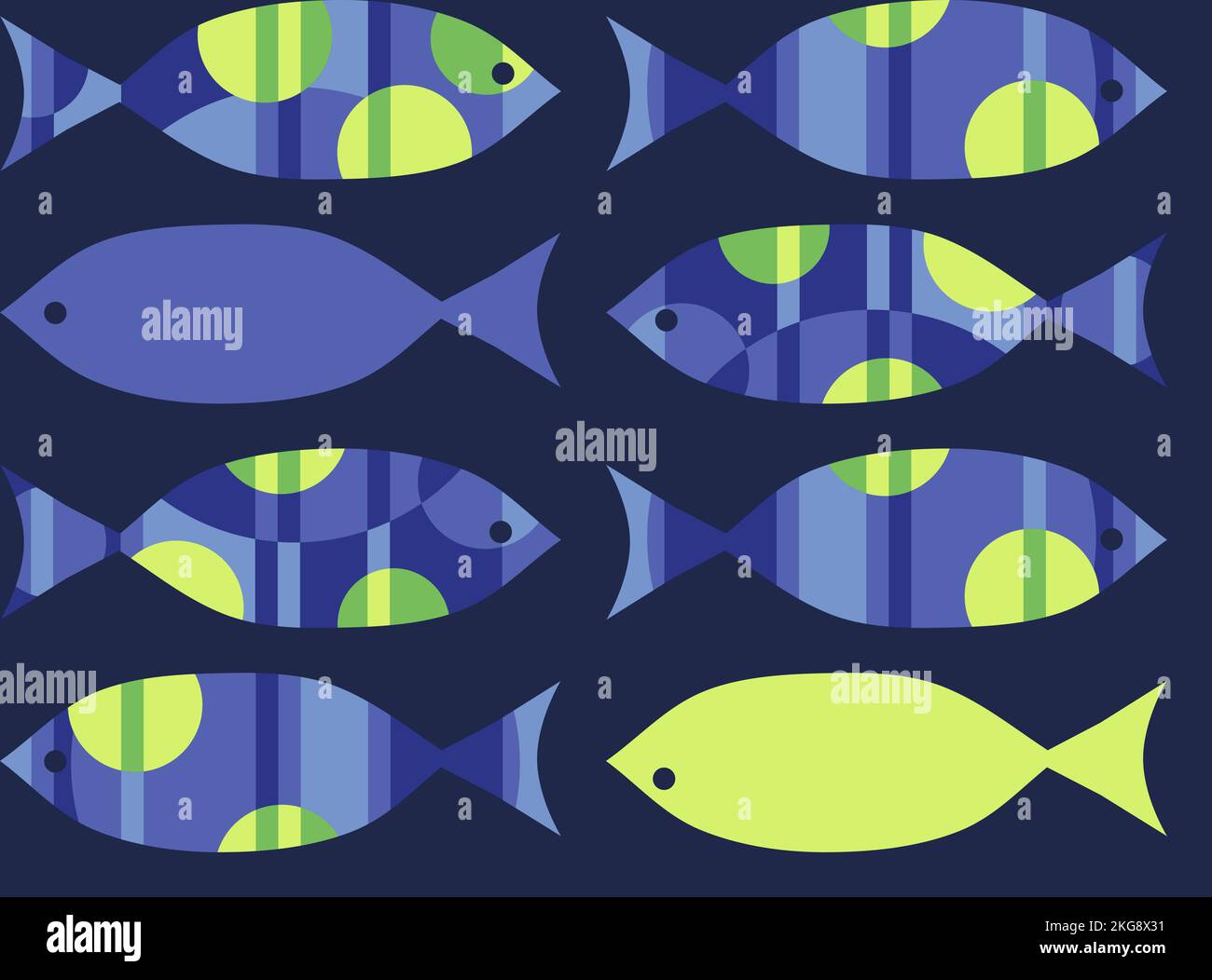 Stylized abstract decorated cute ocean fish seamless pattern Stock ...