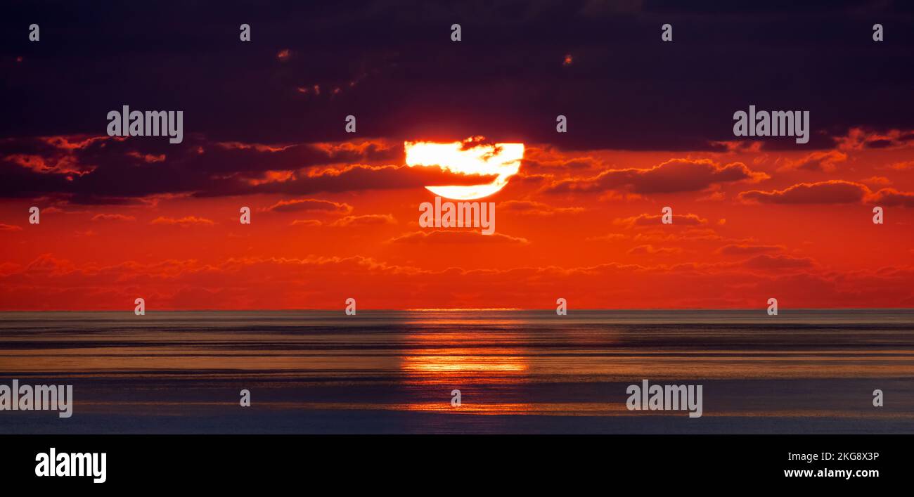 Dramatic Colorful Sunrise Sky. Mediterranean Sea. Abstract Red Sky ...