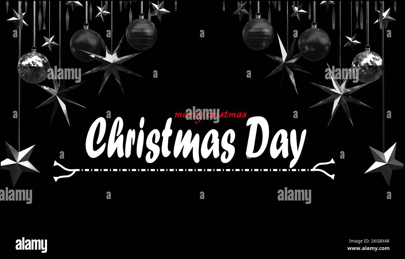 black Christmas greeting backdrop design 3d illustration, decorative ...