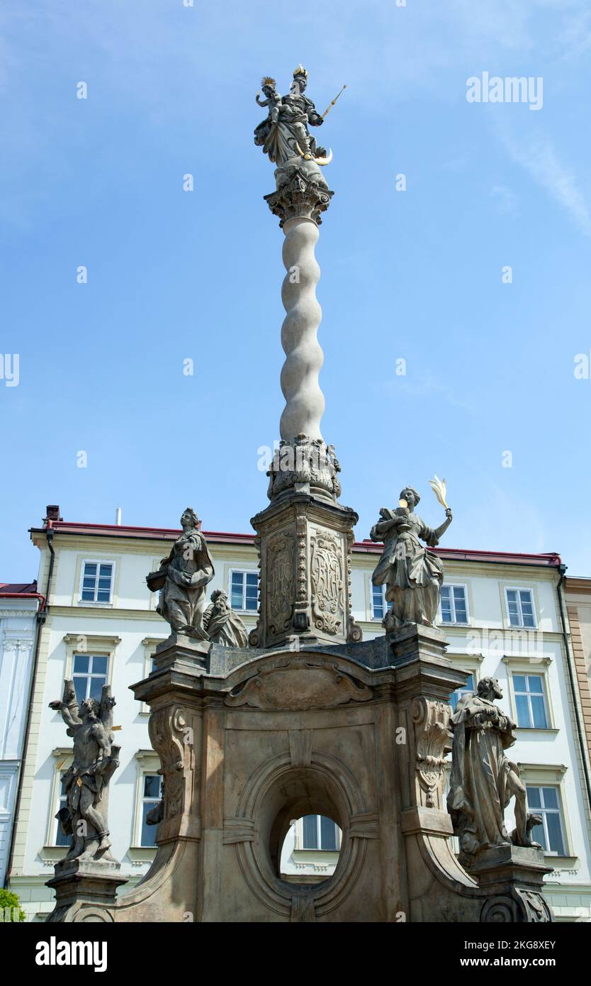 The historic monument with statue composition and a tall column in ...