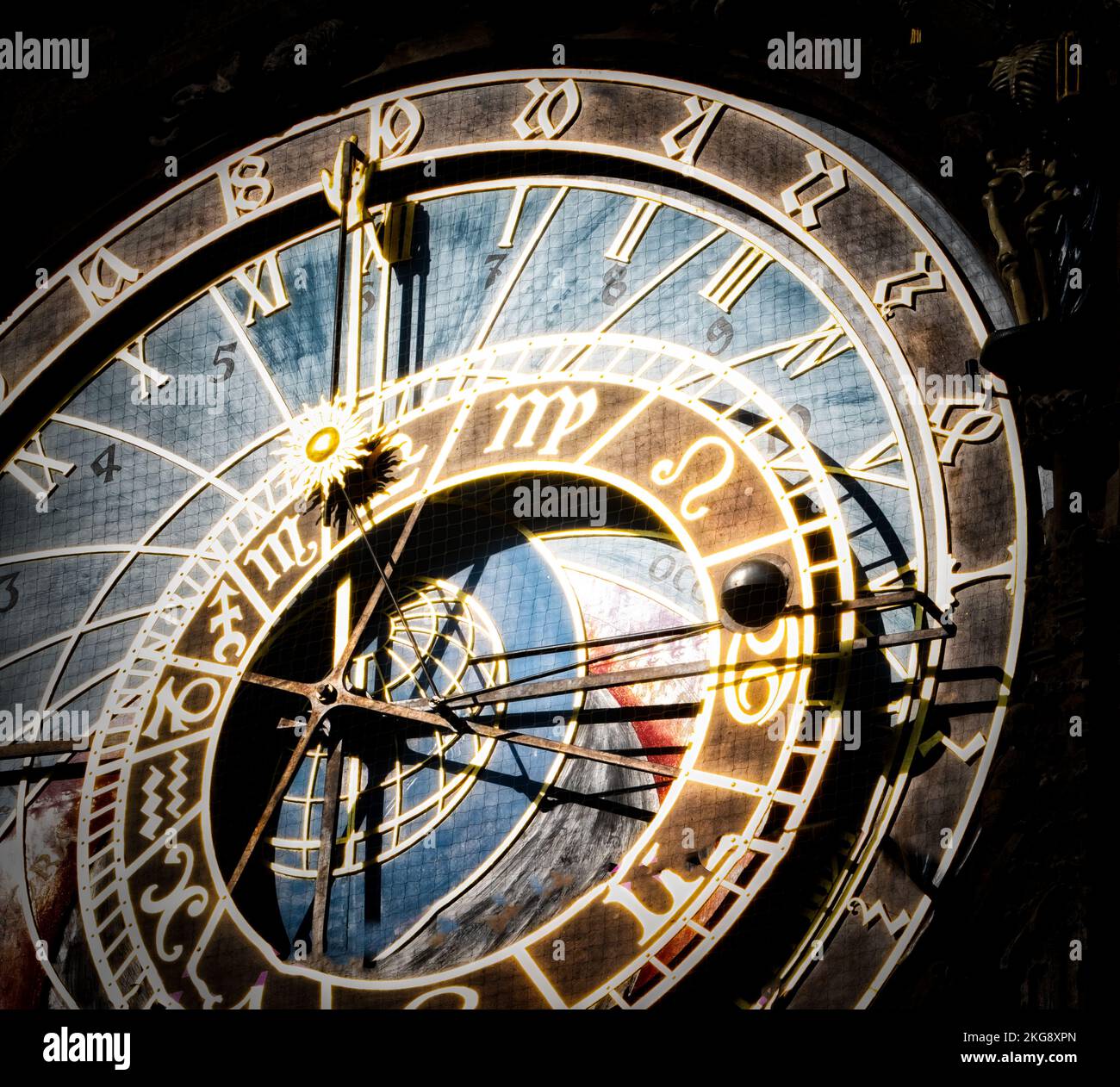 The mechanical famous astronomical clock in the old town of Prague ...