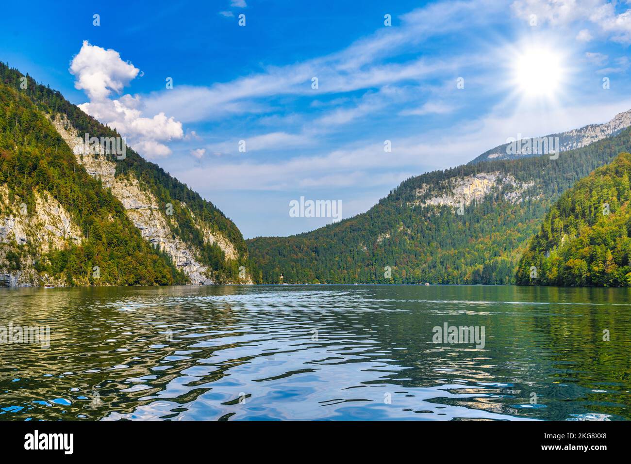 Koenigssee lake with Alp mountains in Konigsee, Berchtesgaden National ...