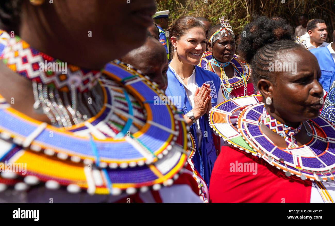 Crown Princess Victoria is greeted by Maasai Cultural Dancers on ...