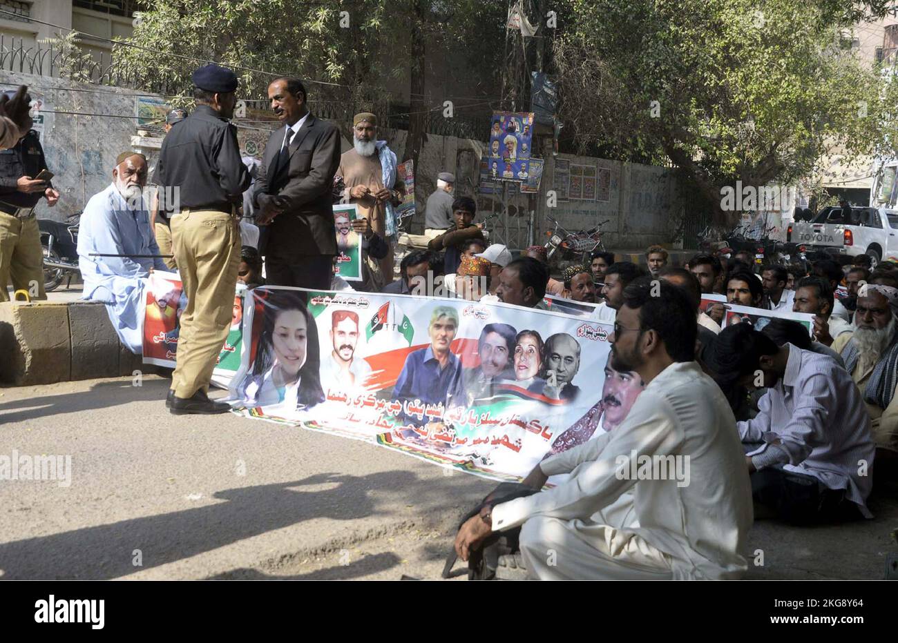 Activists of Peoples Party Shaheed Bhutto (PPP-SB) are holding protest ...