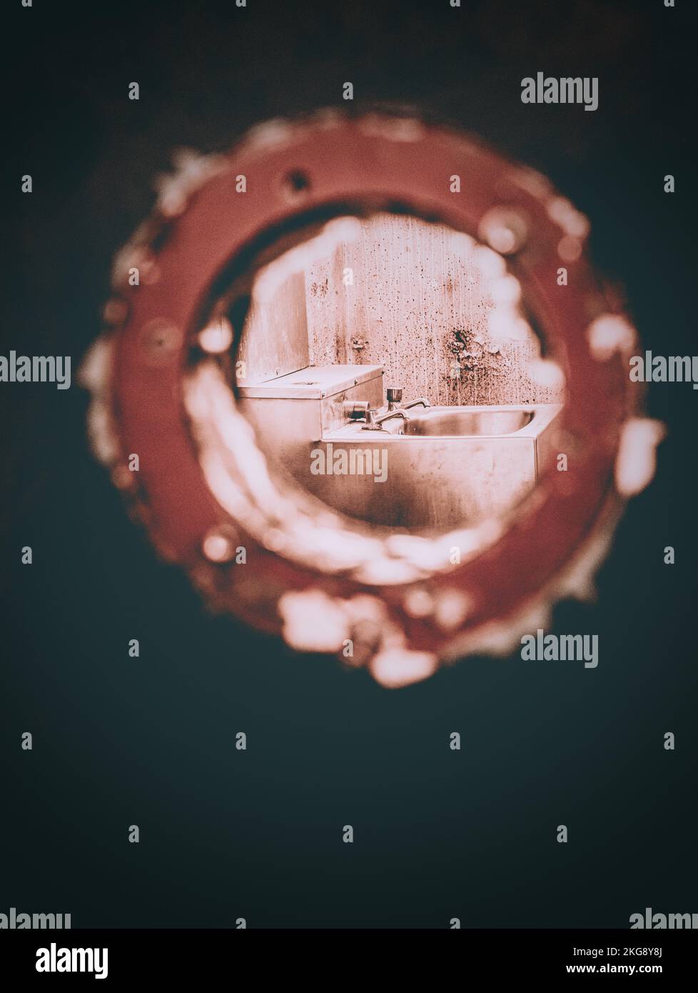 Cell door spy hole and interior of a former Victorian prison at HMP ...