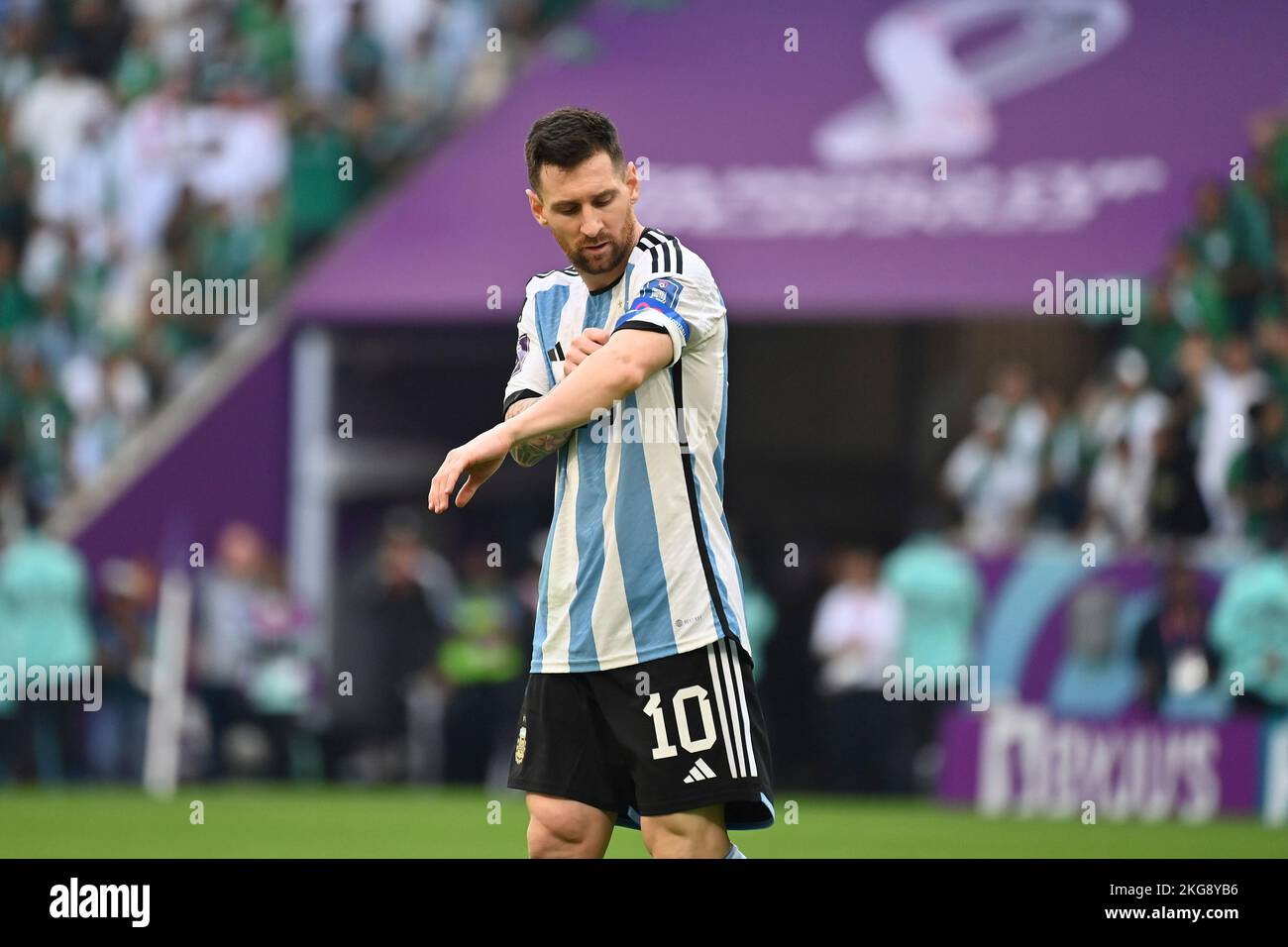 Doha, Katar. 22nd Nov, 2022. Lionel MESSI (ARG) with taped captain's ...