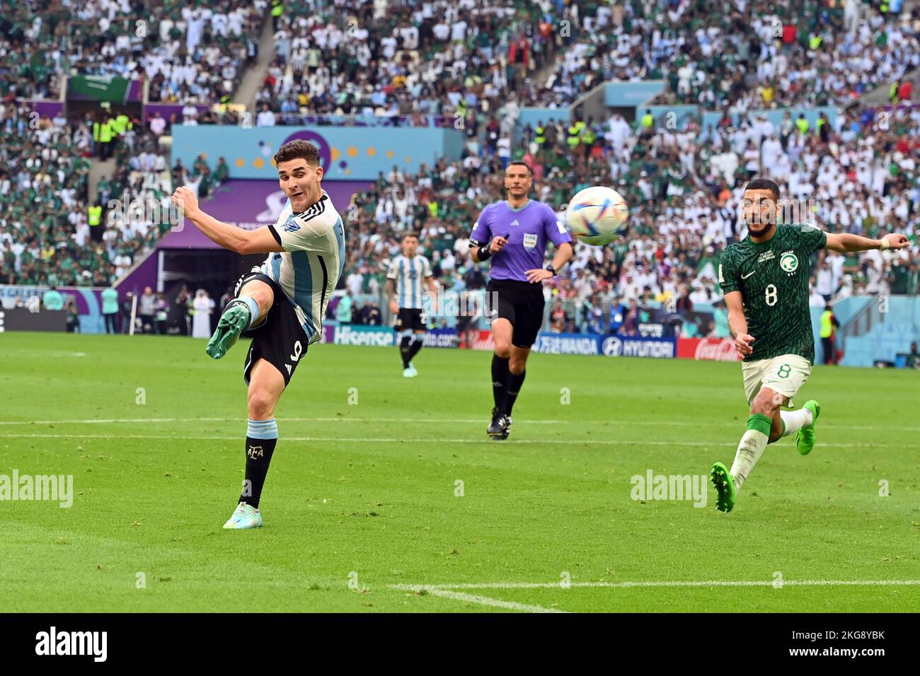 goalchance ALVAREZ Julian (ARG), action, shot. re: ABDULELAH ALMALKI ...