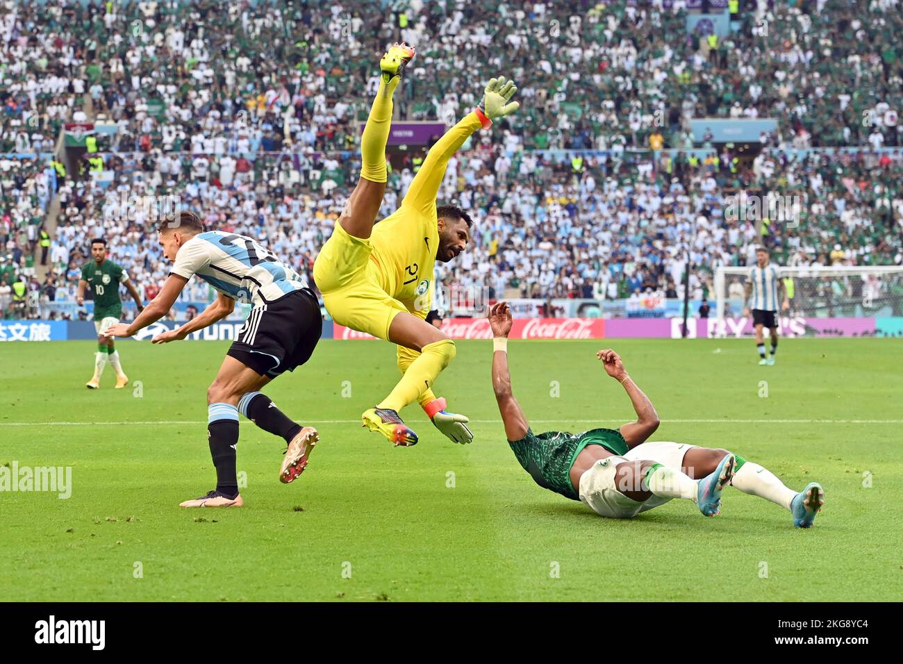 Doha, Katar. 22nd Nov, 2022. MOHAMMED ALOWAIS (KSA), clash with YASSER ...