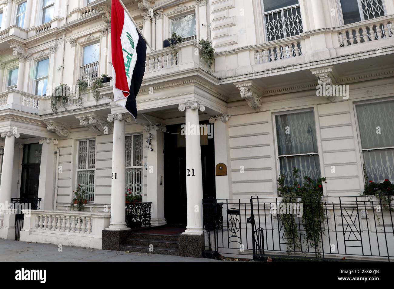 The embassy of the Republic of Iraq on 21 Queen’s Gate, London, UK on ...