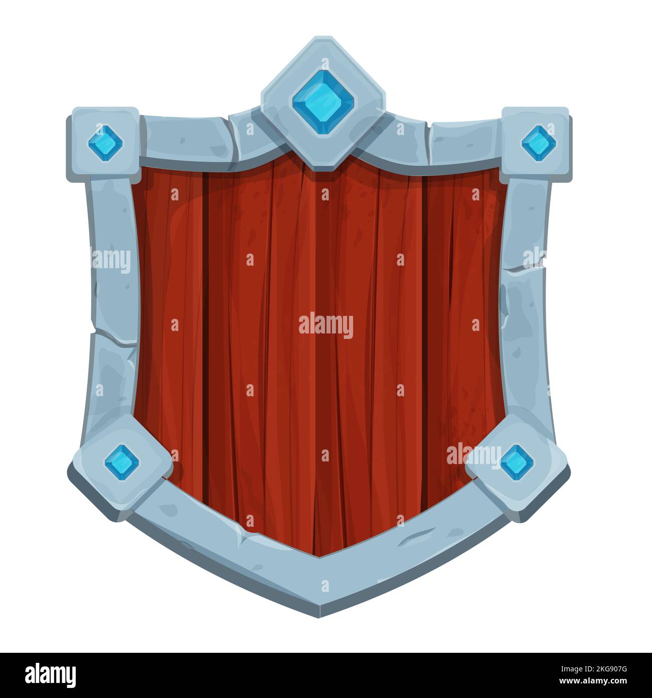 Stone and wooden shield Armour medieval in cartoon style isolated on ...