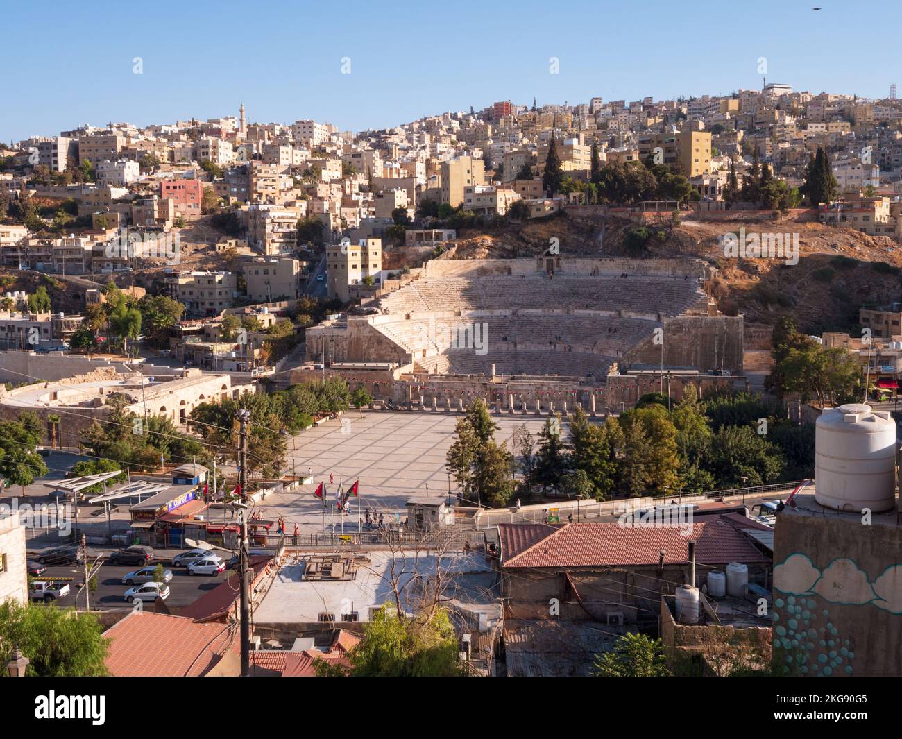 Beautiful view of old city of Amman, downtown with many apartment ...
