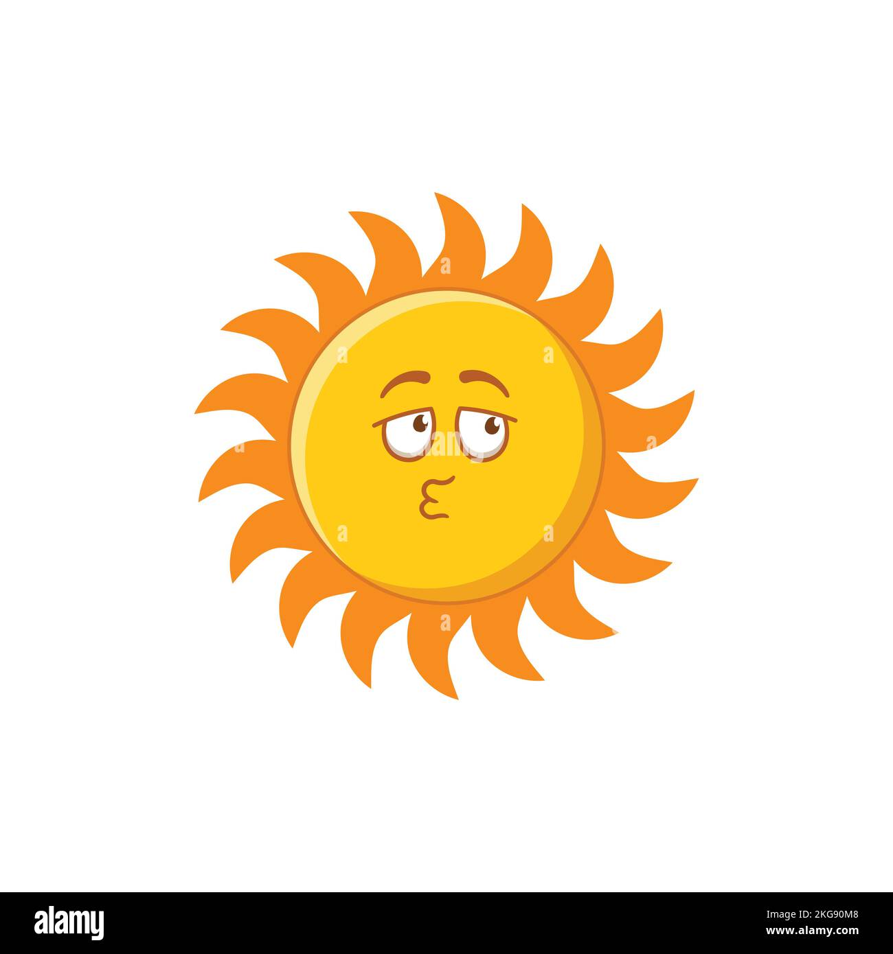 A vector illustration of the sun with a thinking expression isolated on ...