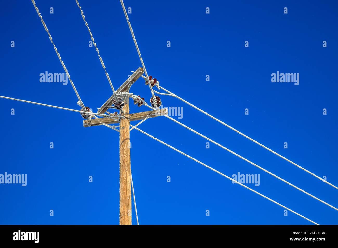 Wooden power pole lines insulators hi-res stock photography and images ...