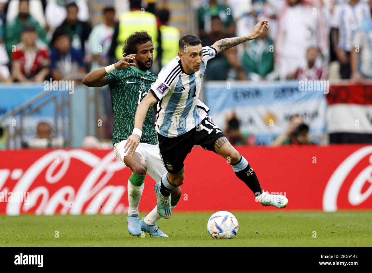 LUSAIL CITY - (l-r) Yasir Al Shahrani of Saudi Arabia, Angel Di Maria ...