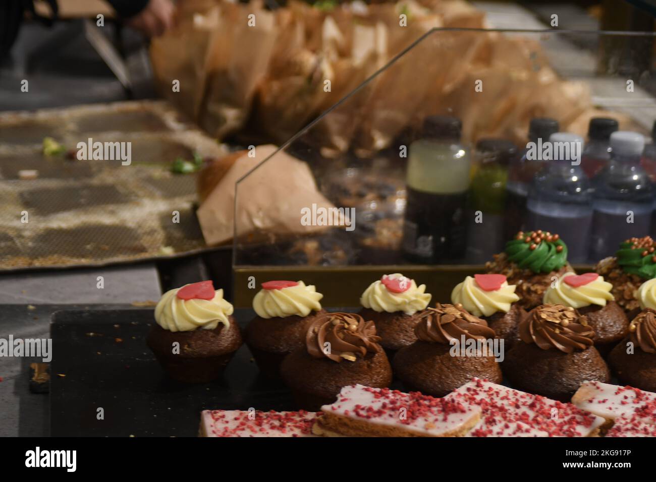 Copenhagen/Denmark/22 November 2022/ Various cakes at baker shop or ...