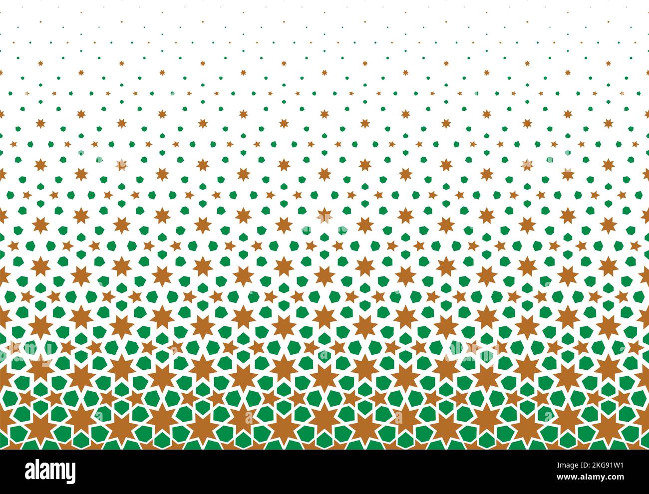 Geometric pattern of brown and green figures on a white background ...