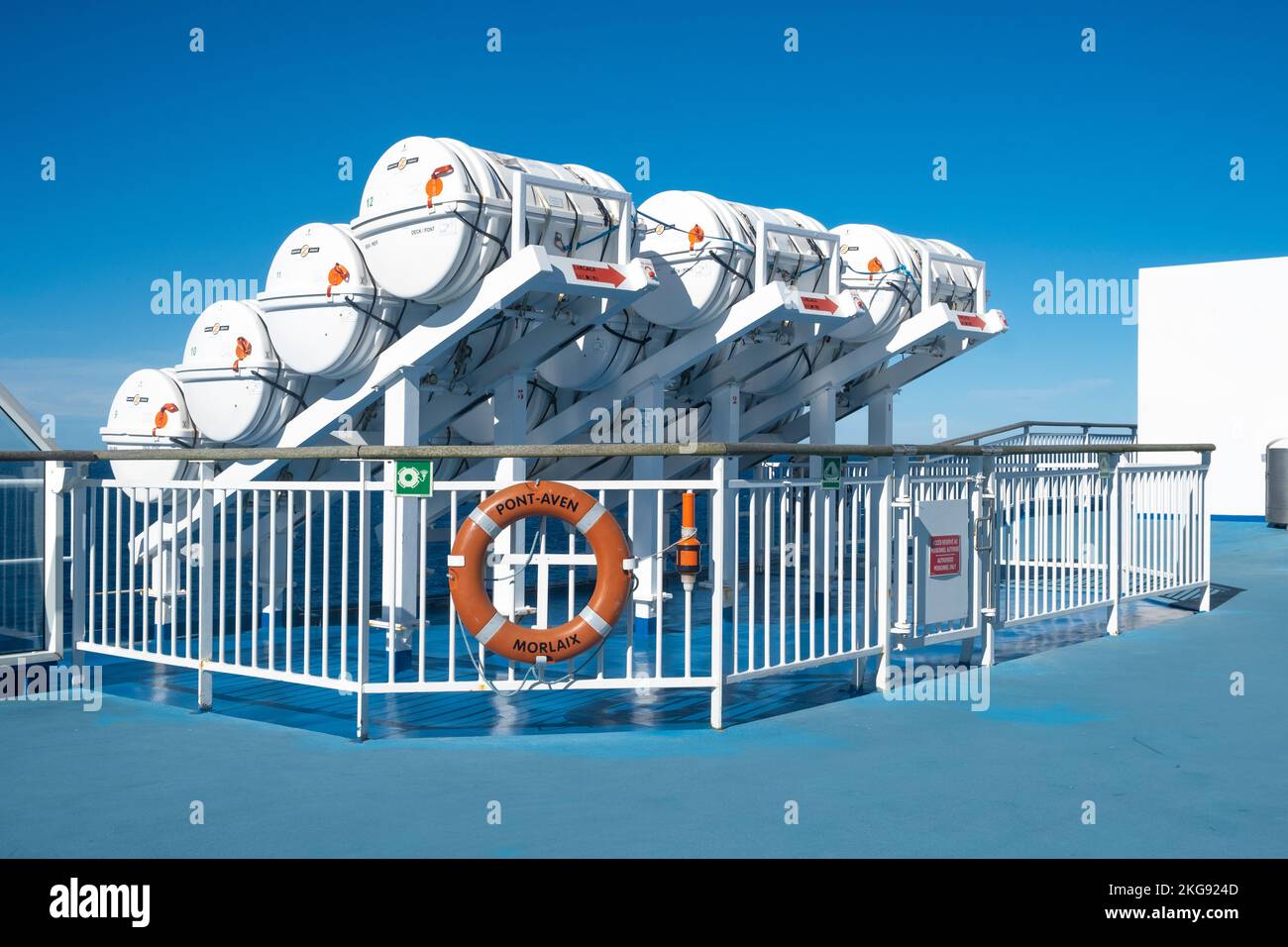Santander, Spain. 20th October 2022. Emergency life rafts in their ...