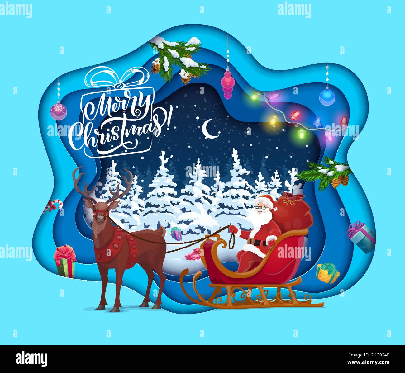 Santa claus deliver gift child Stock Vector Images - Alamy