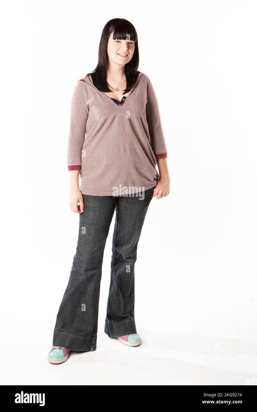 Teenagers: Friendly Girl full length portrait. Relaxed body language ...