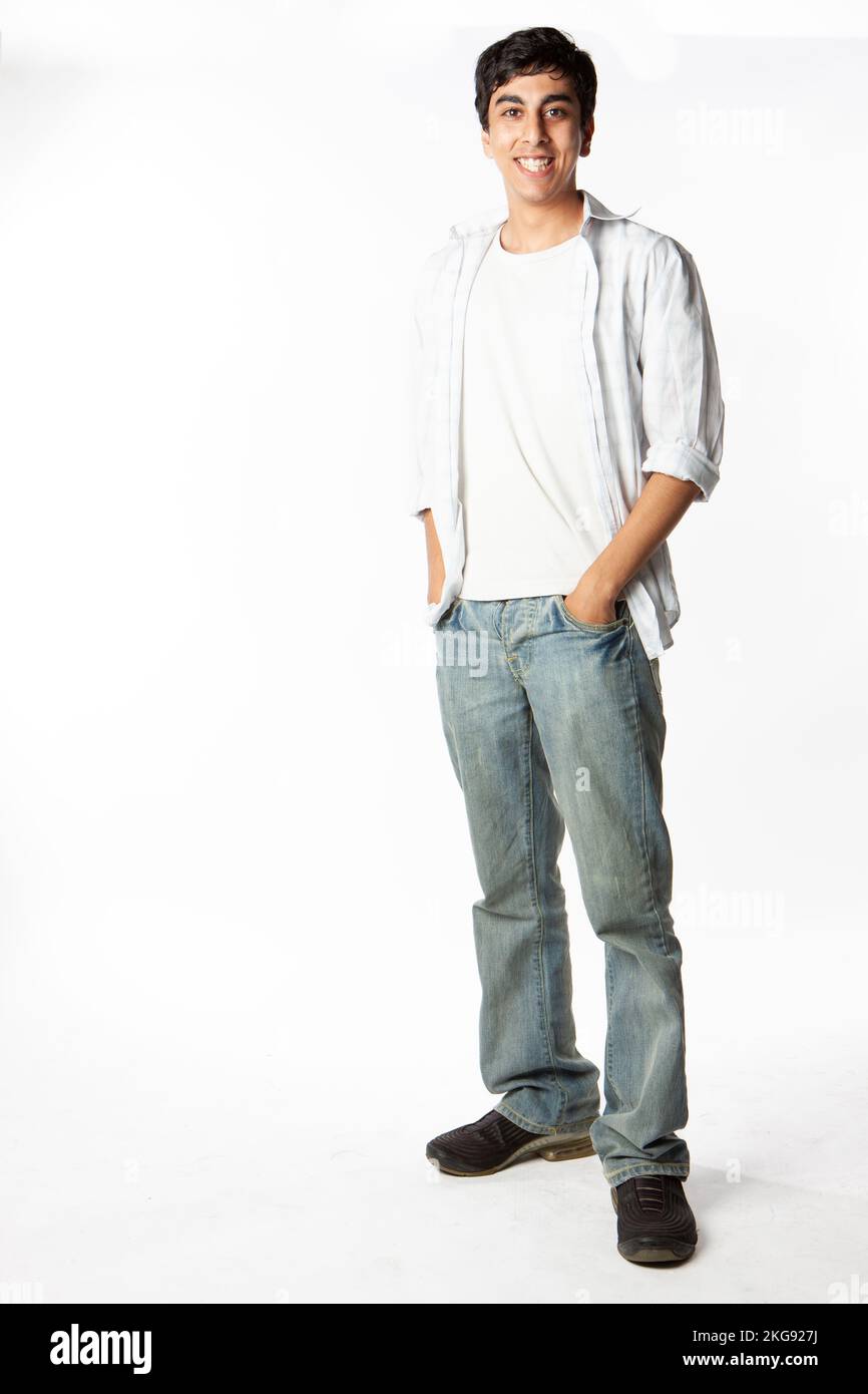 Teenagers: Indian Boy full length portrait. Relaxed body language and a ...