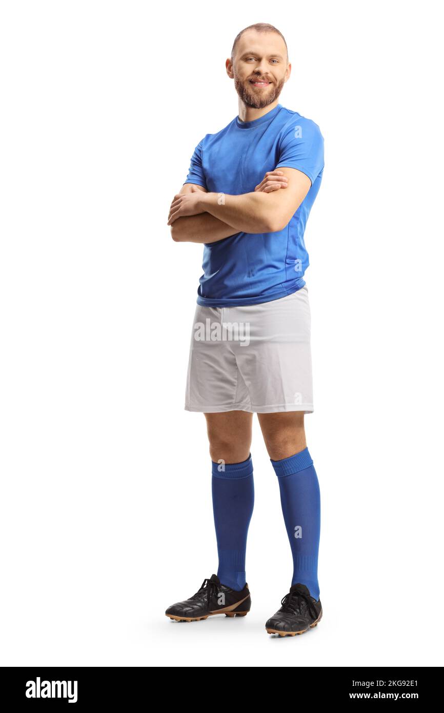 Full length shot of a sportsman posing isolated on white background ...