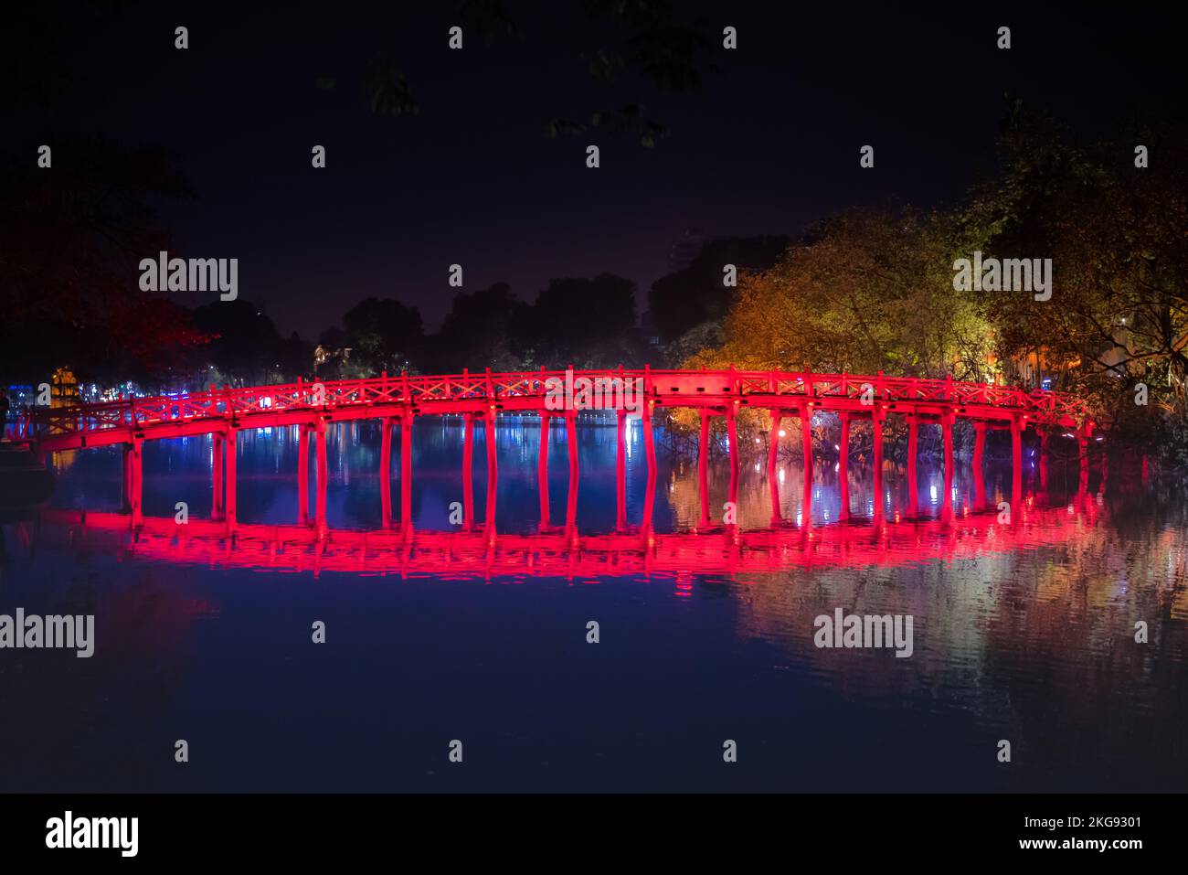 Travel in Vietnam concept, Red bridge in Hoan Kiem lake, Ha Noi ...