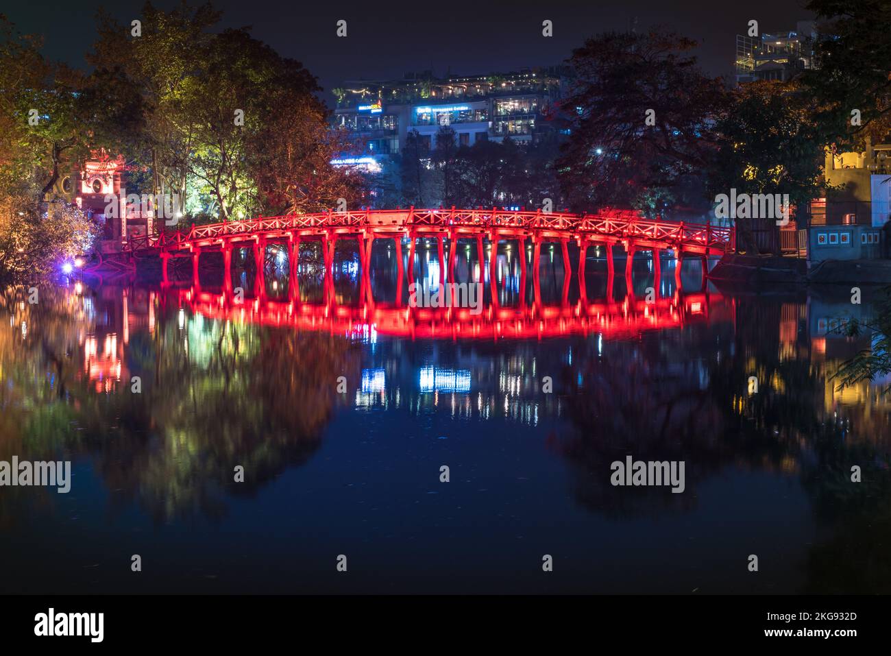 Travel in Vietnam concept, Red bridge in Hoan Kiem lake, Ha Noi ...
