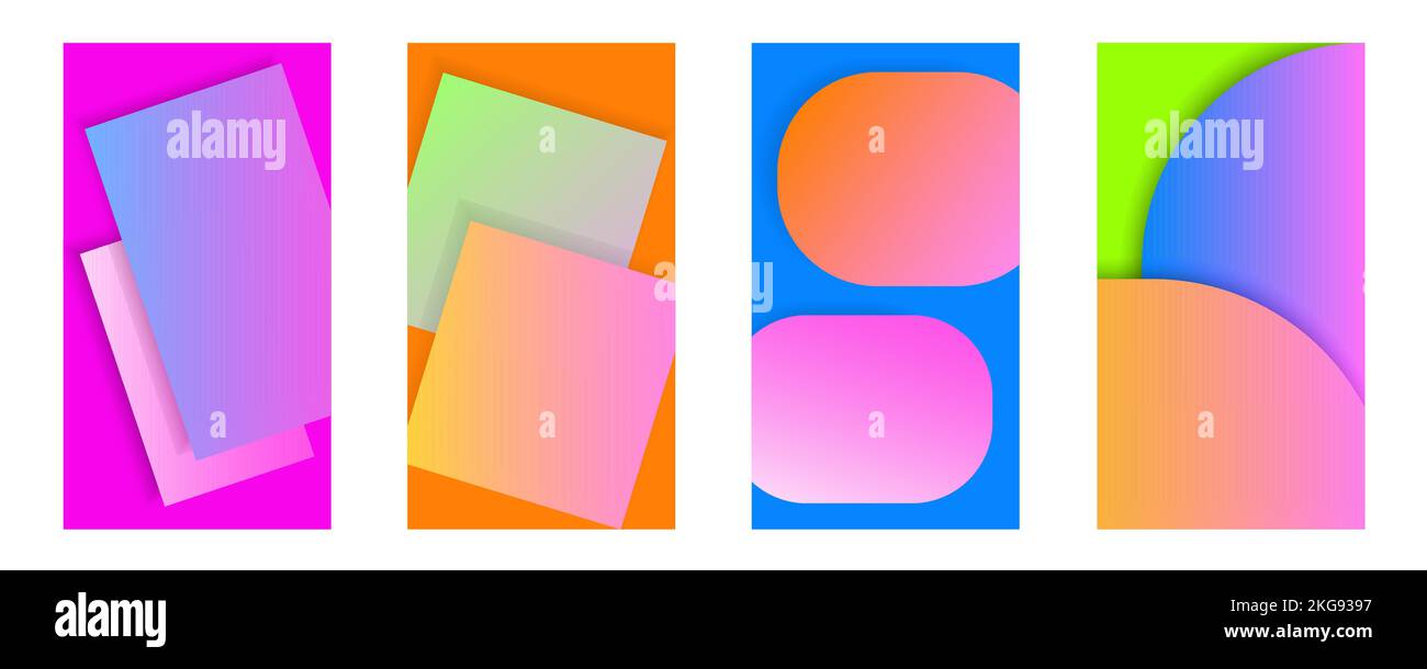 Bright colored templates with gradient stickers, space for notes and ...