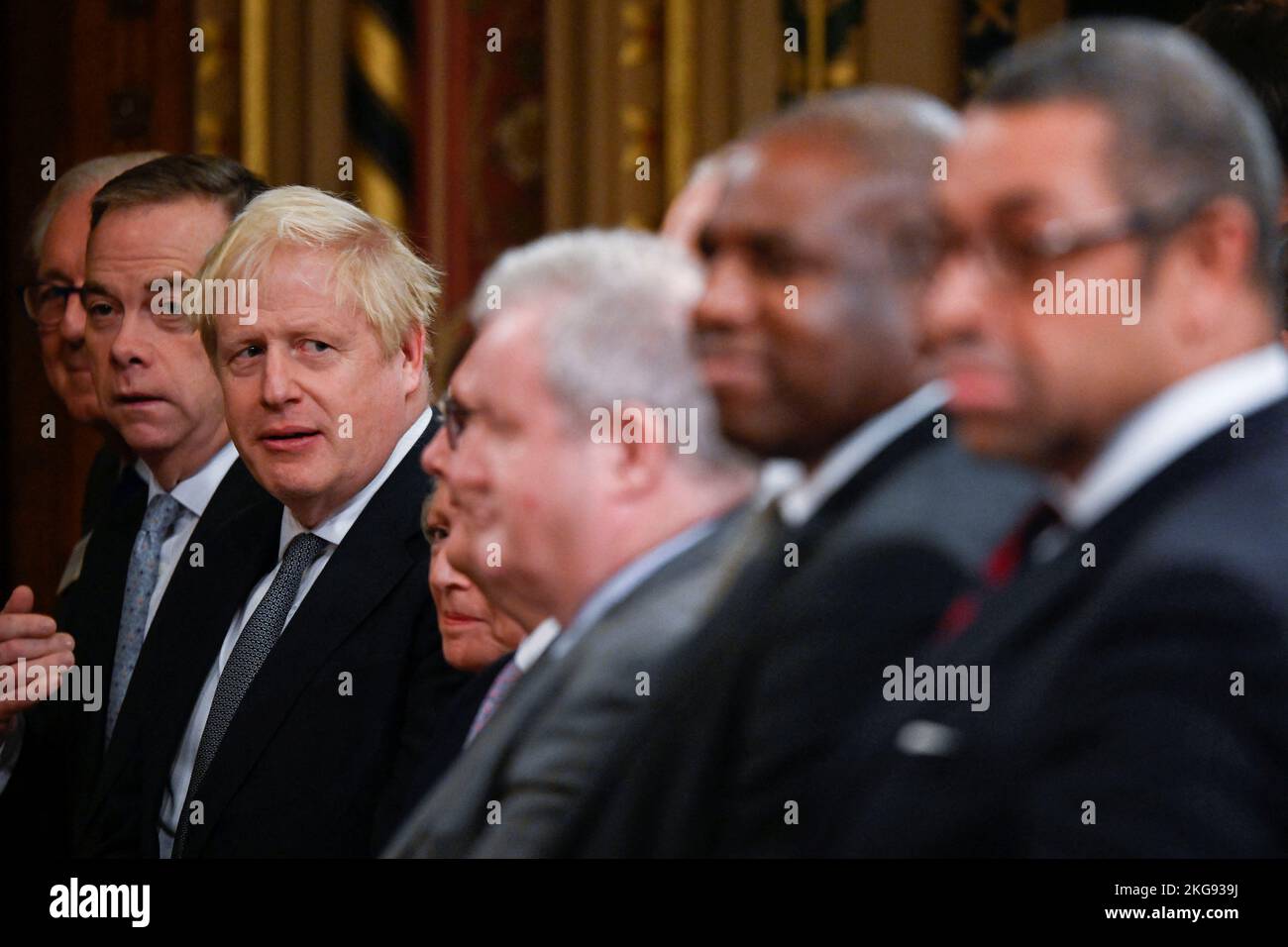 Former Prime Minister Boris Johnson (third from left) during President ...