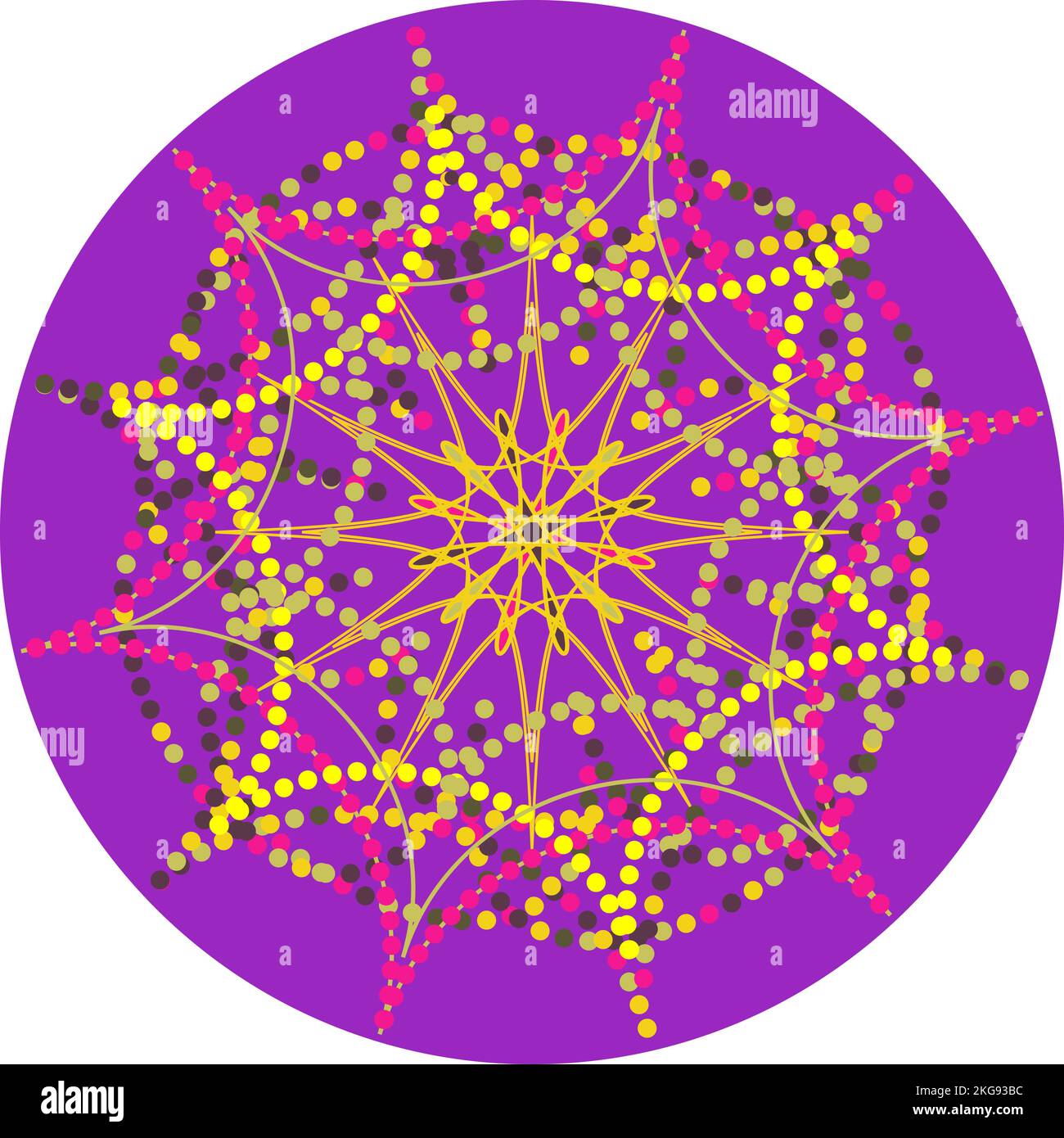 Circular Symmetrical Color Pattern Of Lines And Circles Vector Pattern For Fabric Stock Vector