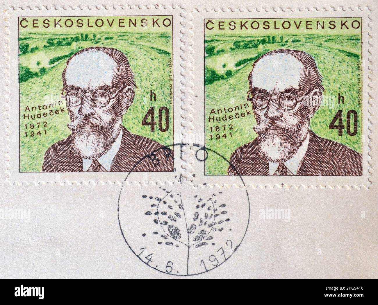 Cancelled postage stamp printed by Czechoslovakia, that shows portrait ...