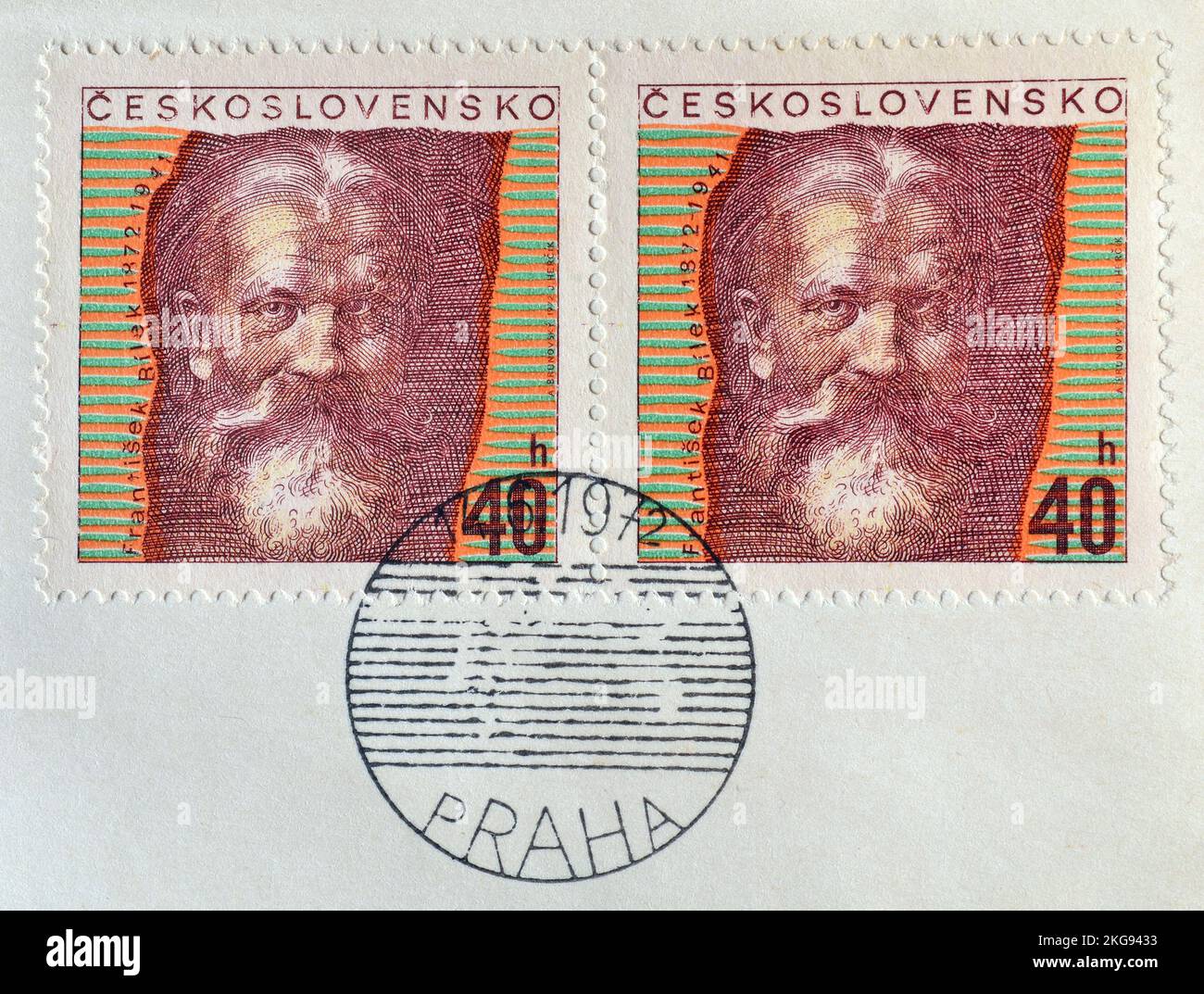 Cancelled postage stamp printed by Czechoslovakia, that show portrait ...