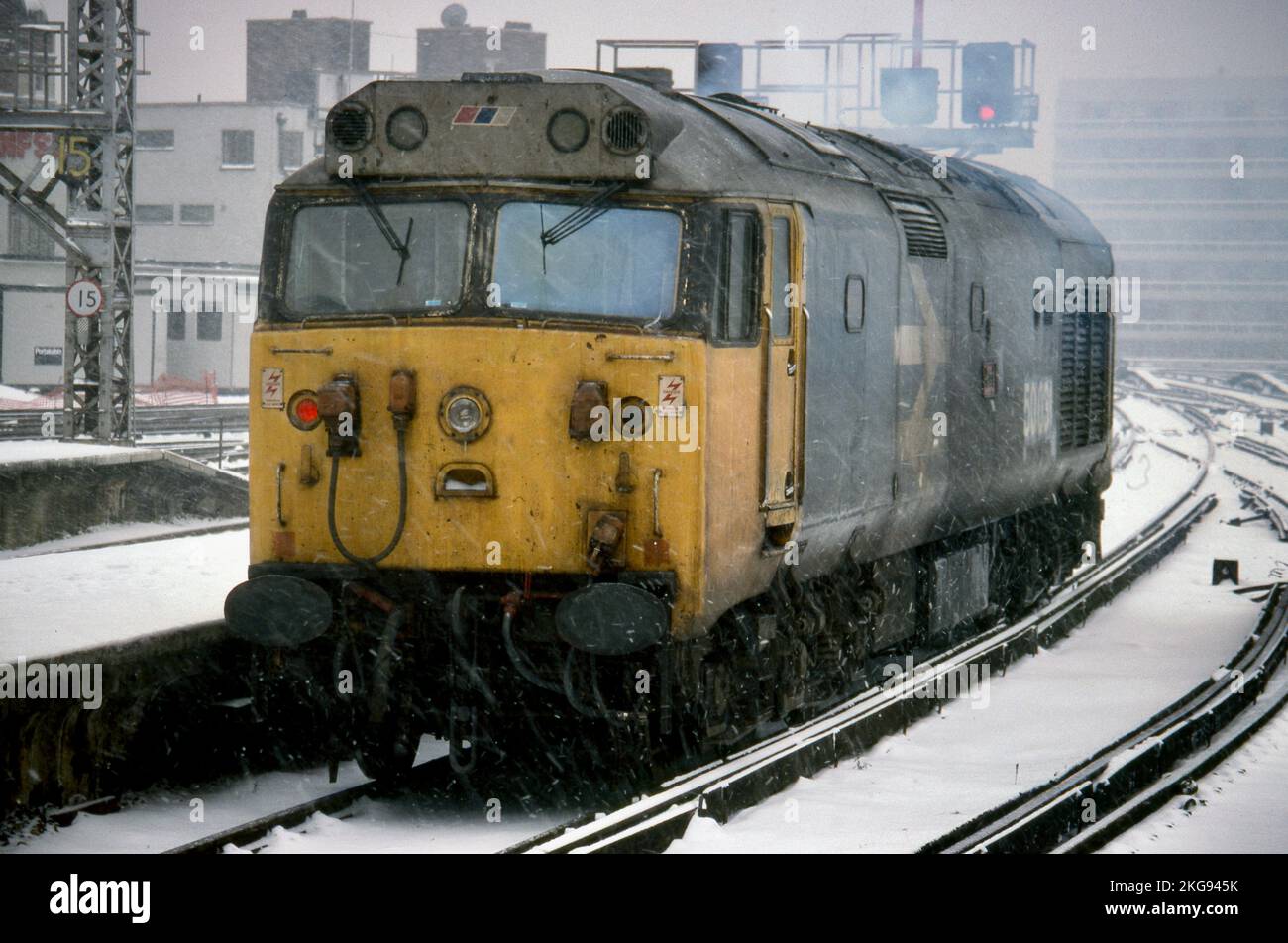 50031 'Hood' Class 50 seen at London Waterloo during the Big Freeze of ...