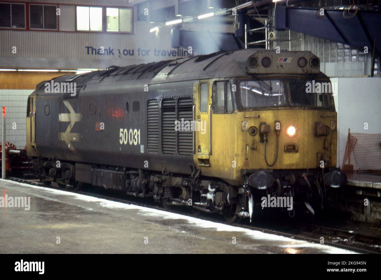 50031 'Hood' Class 50 seen on the blocks at London Waterloo during the ...