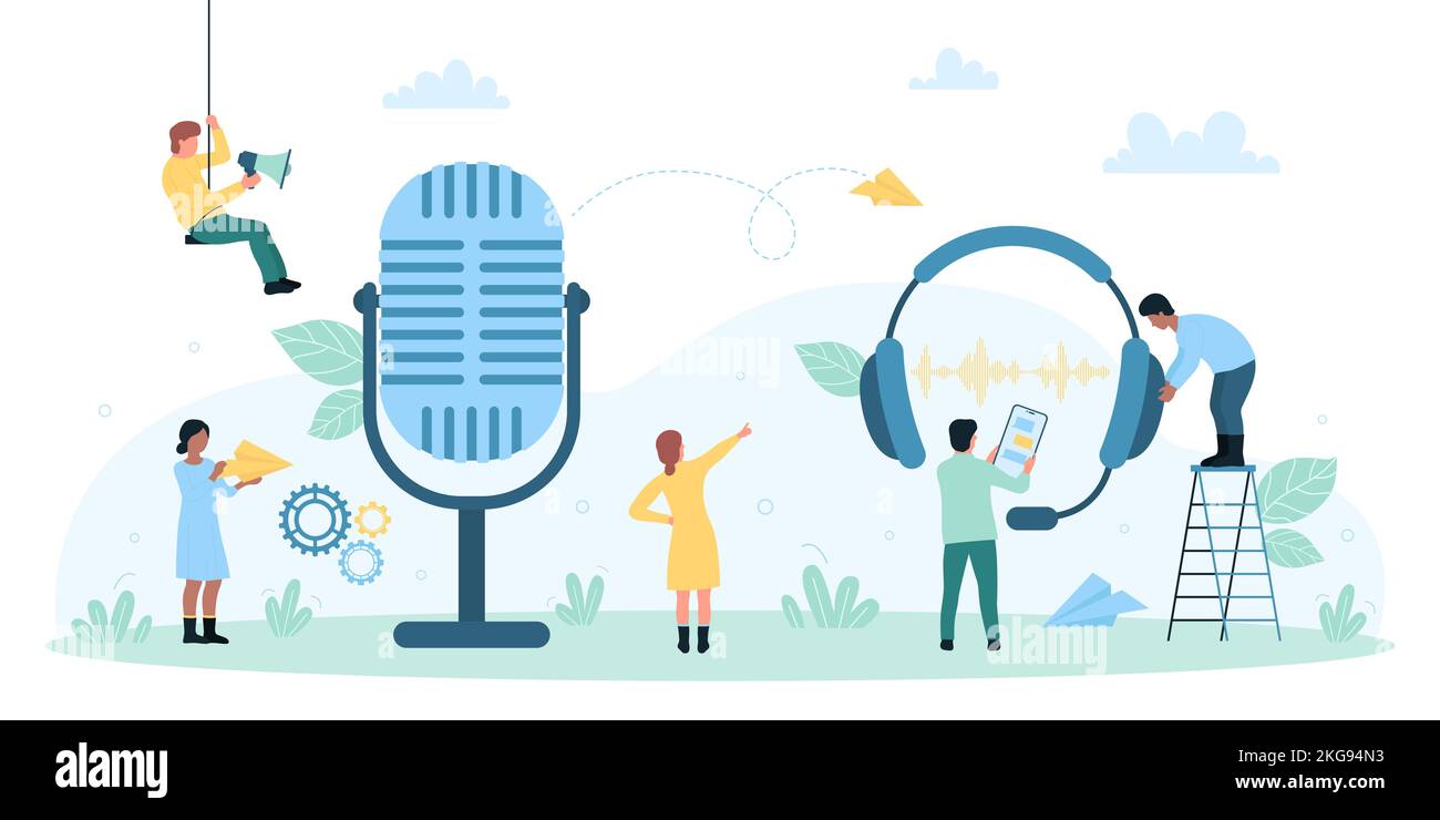 Voice message, chat in clubhouse service vector illustration. Cartoon ...