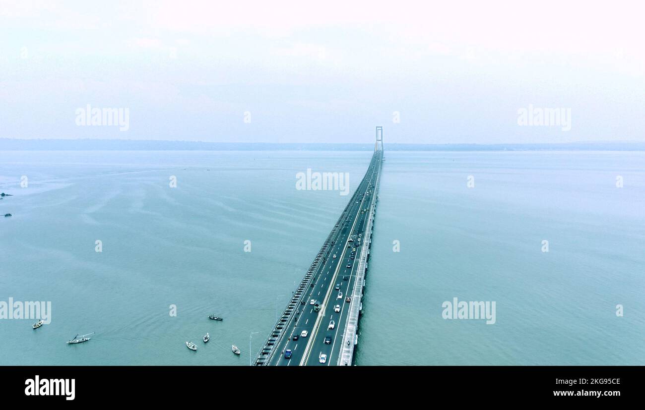November 21, 2022. View of Suramadu bridge in Surabaya, Indonesia Stock ...