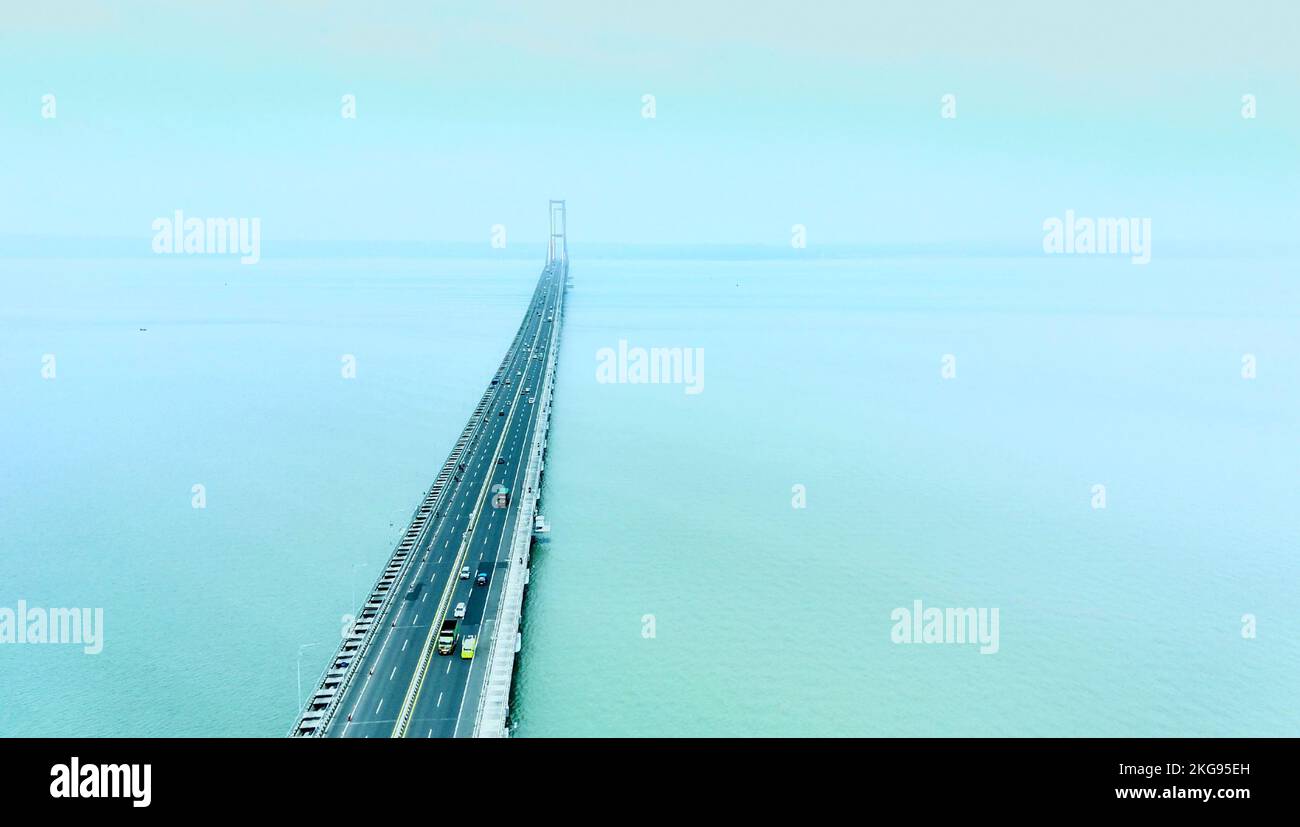 November 21, 2022. View of Suramadu bridge in Surabaya, Indonesia Stock ...