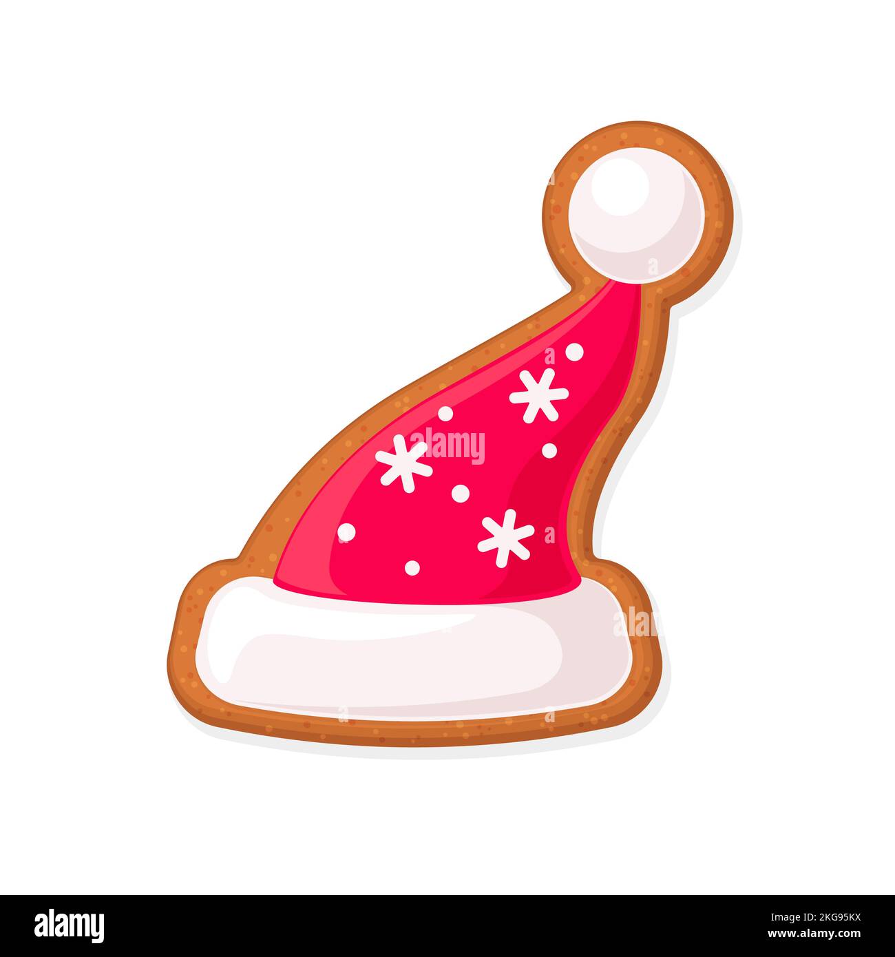 Christmas gingerbread cookie in shape of Santa Claus hat. Flat vector ...
