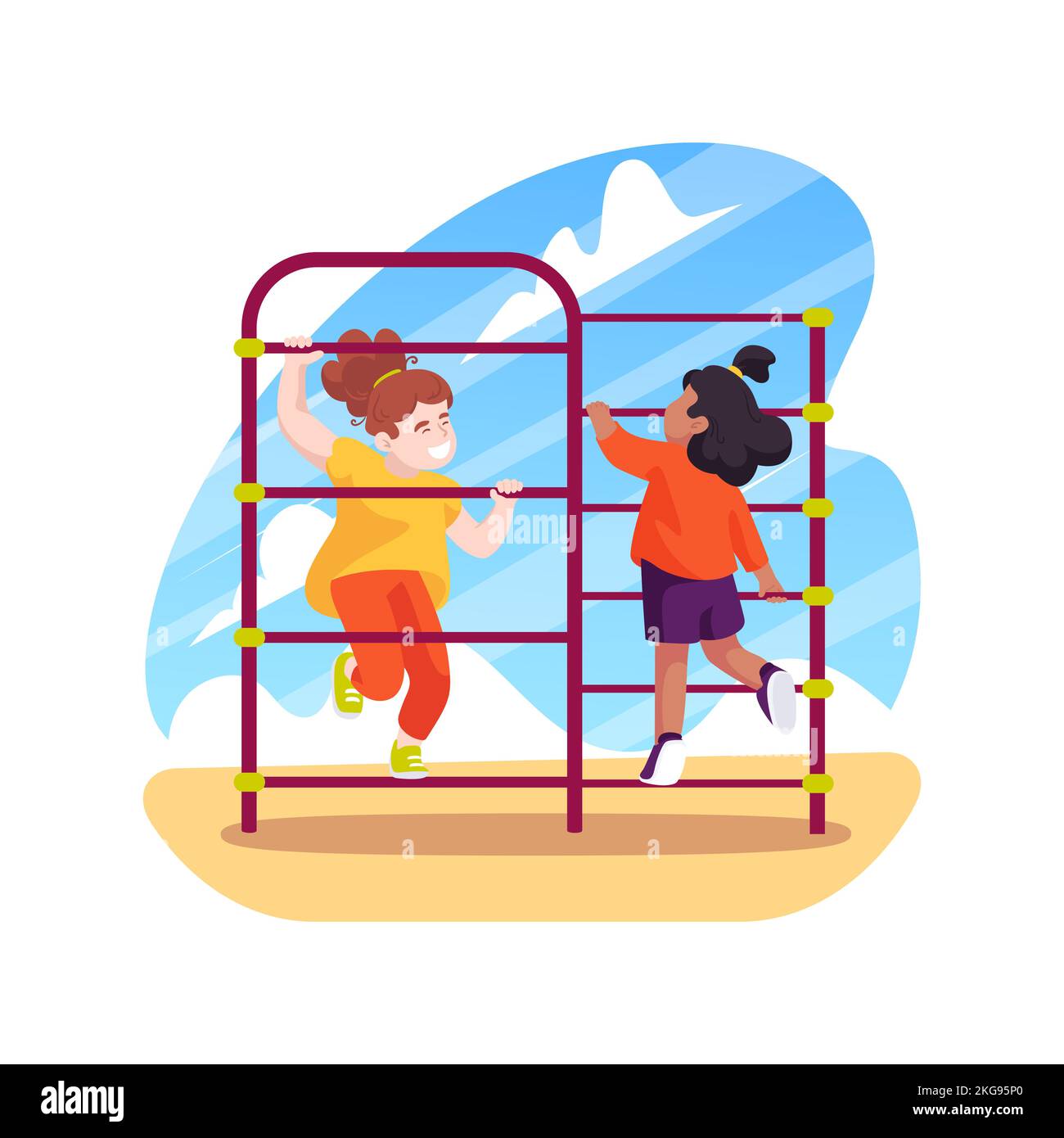 Climbing on a playground isolated cartoon vector illustration Stock ...