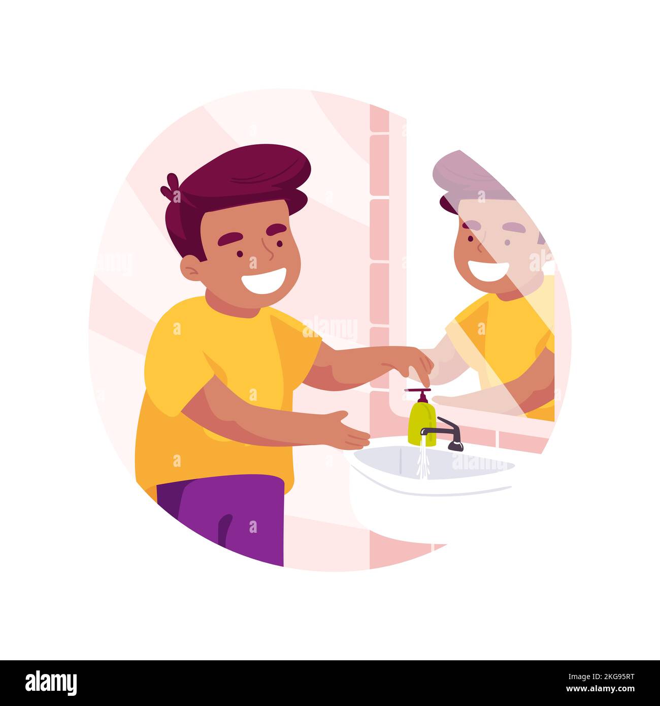 Learn proper handwashing isolated cartoon vector illustration Stock ...
