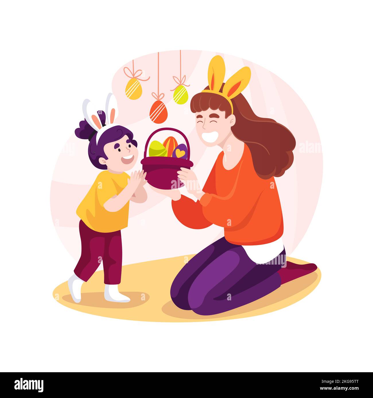 Easter basket isolated cartoon vector illustration Stock Vector Image ...