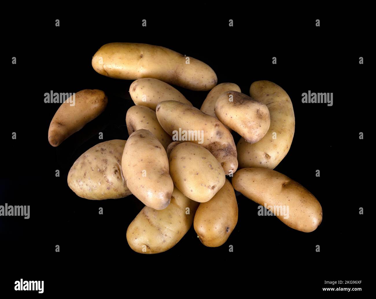 Ratte potato in front of black background Stock Photo - Alamy