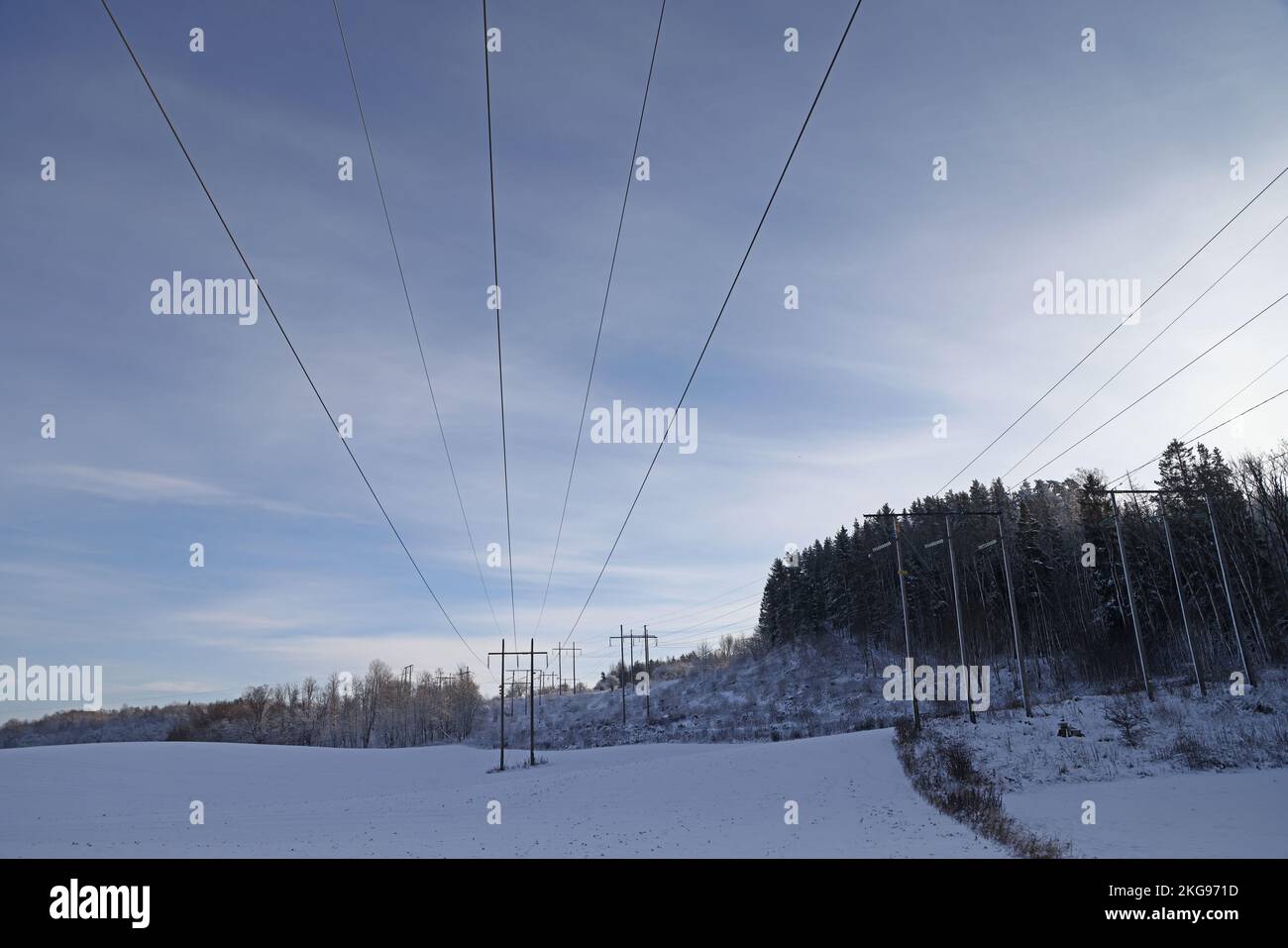 Seasonal weather, power lines, after Monday's heavy snowfall Stock ...