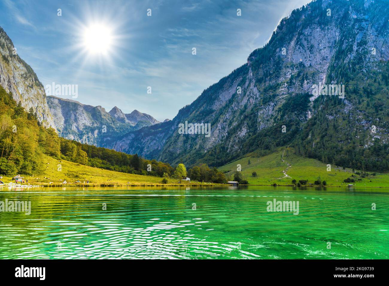 Koenigssee lake with Alp mountains in Konigsee, Berchtesgaden National ...