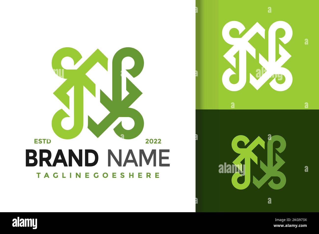 A vector illustration of a modern green logo with editable text Stock ...