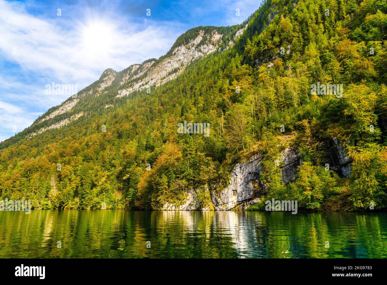 Koenigssee lake with Alp mountains in Konigsee, Berchtesgaden National ...